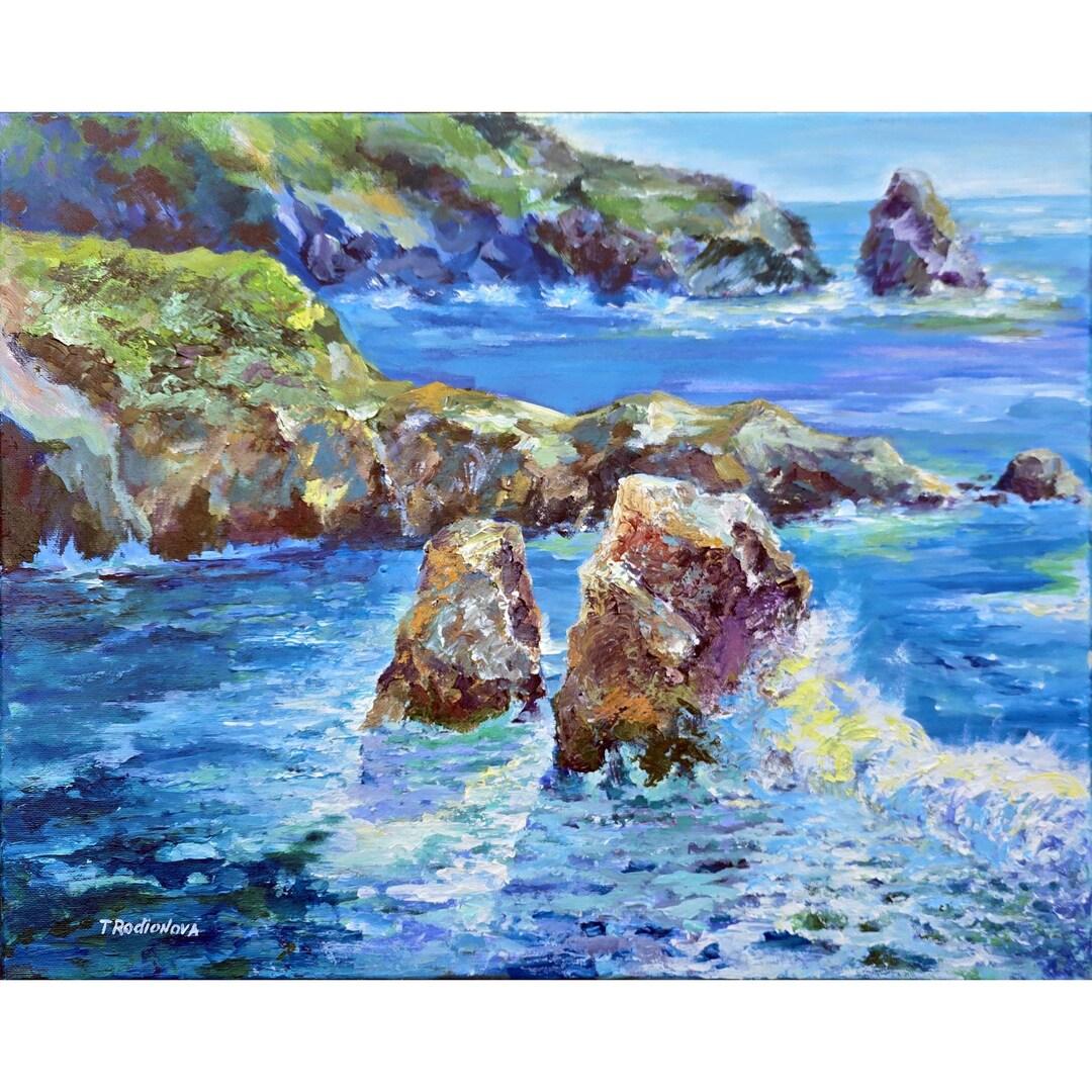 Sea Beach Painting Coast Original Art 16”x20” Seascape Artwork Sea Surf ...
