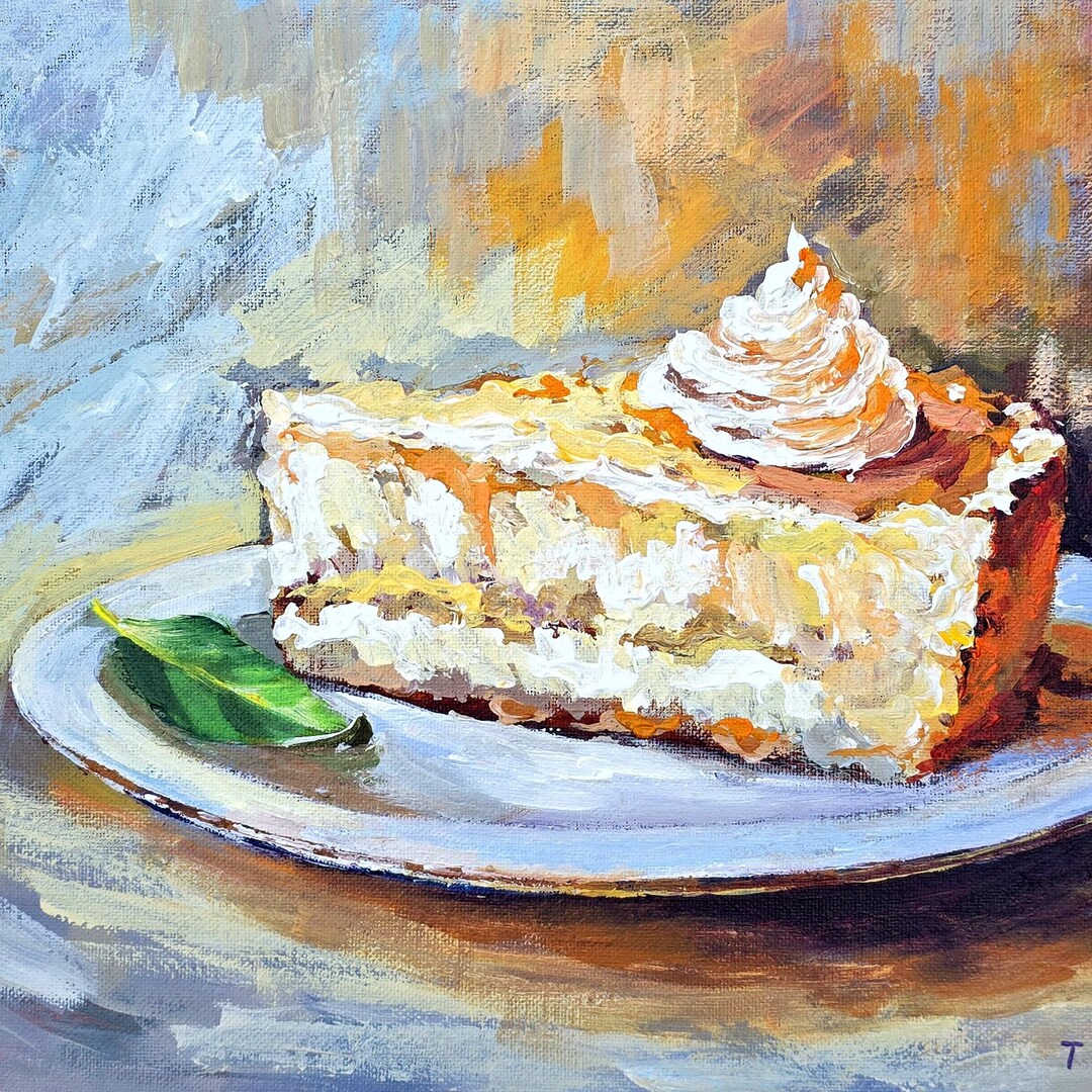 Food Art Original Painting Still Life Dessert Art Acrylic on Stretched ...