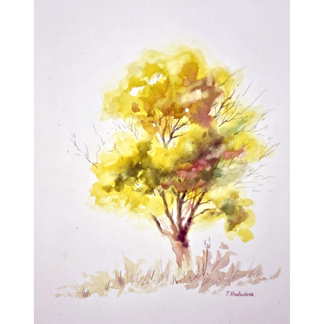 Spring Tree Painting Original Art 18x15” Landscape Artwork Tree Wall ...
