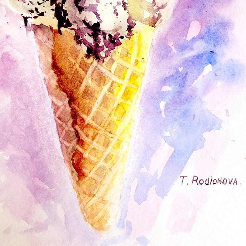 Ice Cream Original Art Abstract Ice Cream Portrait Colorful Ice Cream ...