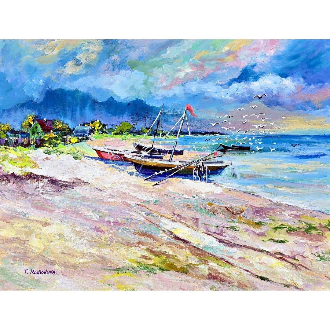 Tropical Beach Sea Beach Sea Water Original Art Before the Storm ...