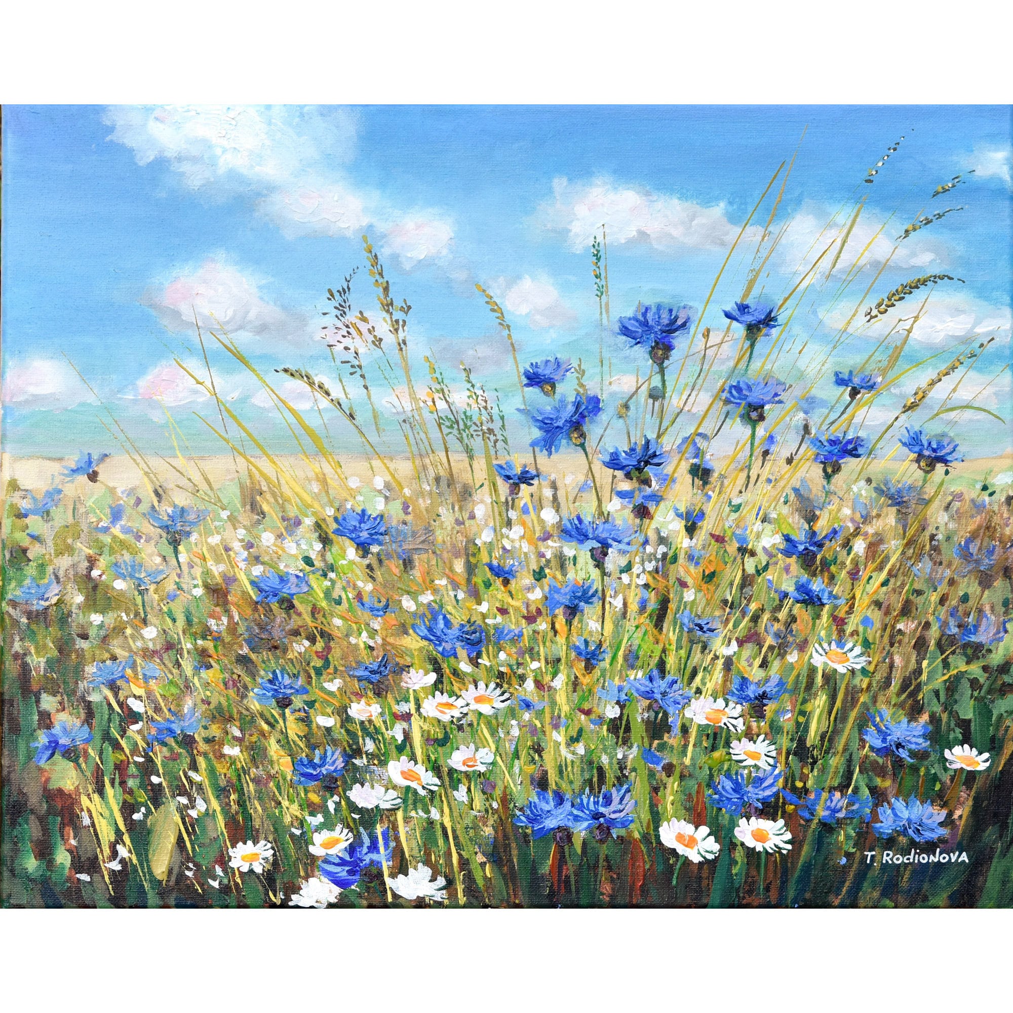 Cornflower Acrylic Paintings - Etsy