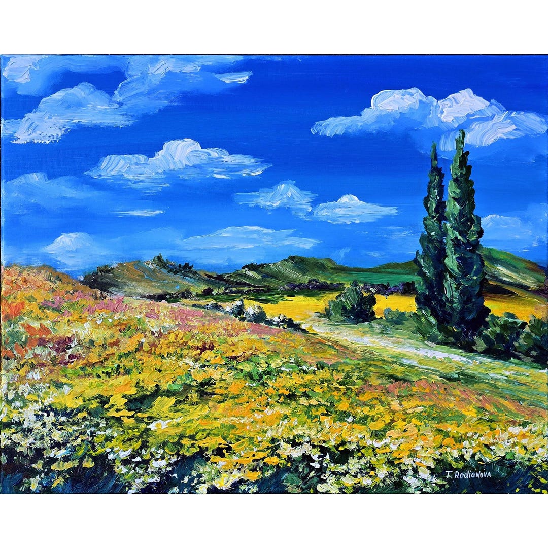 Tuscany Fields Original Painting Tuscany Art 16"x20" Italy Artwork ...