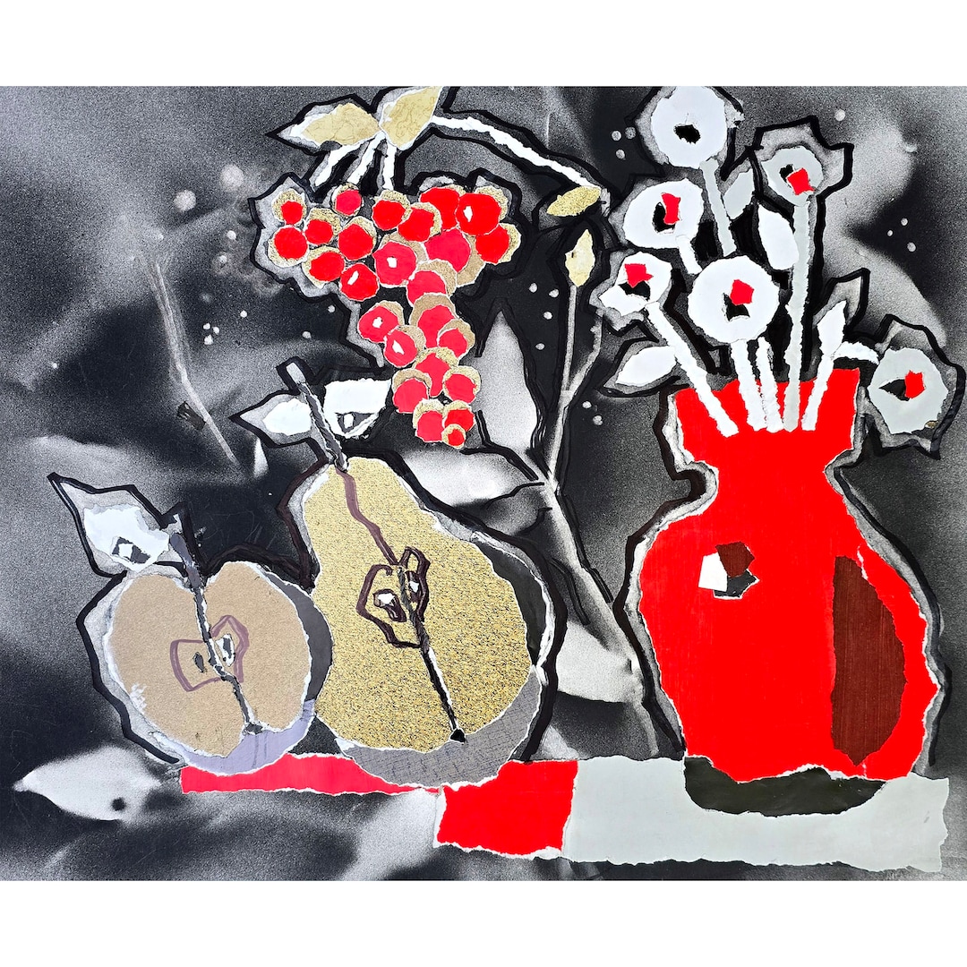 Collage ORIGINAL 14"x17" Still Life MIXED-MEDIA Art Series 005: (2024 ...