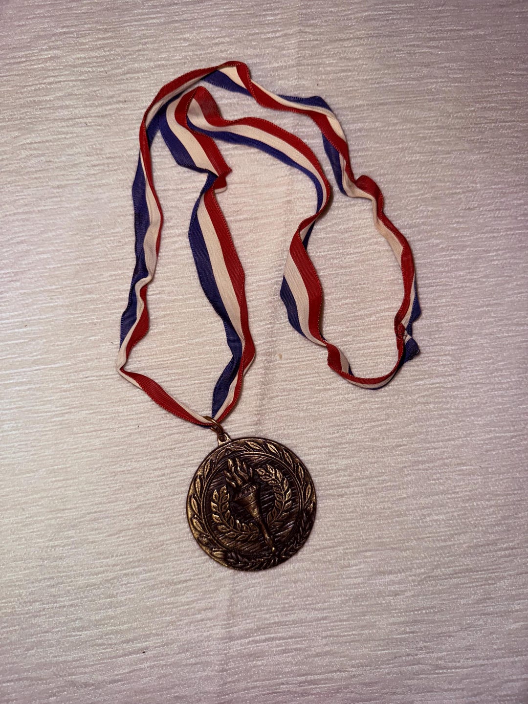 Vintage Bronze Torch & Laurel Medal – Heavy 124 G Award With Patriotic ...