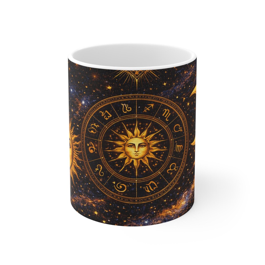 Vintage Sun Zodiac Wheel Mug | Ceramic Coffee Cup - Etsy