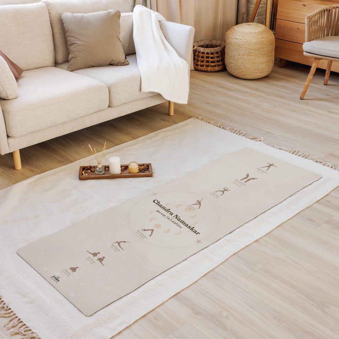 Chandra Namaskar Neutral Yoga Mat | Moon Salutation Sequence, Soothing ...