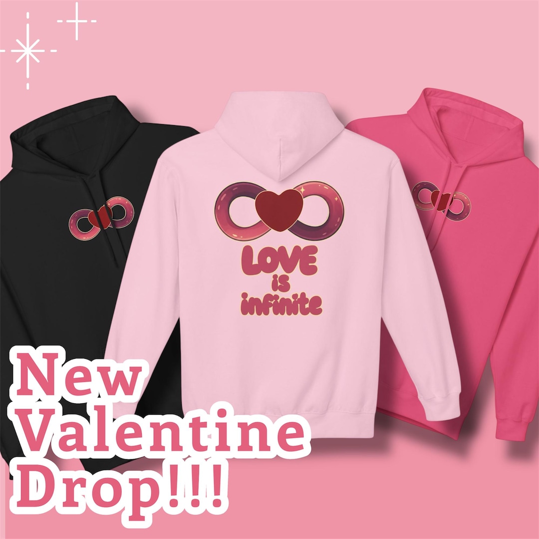 Love is Infinite Infinity Heart Hoodie | Valentine's Day Romantic ...