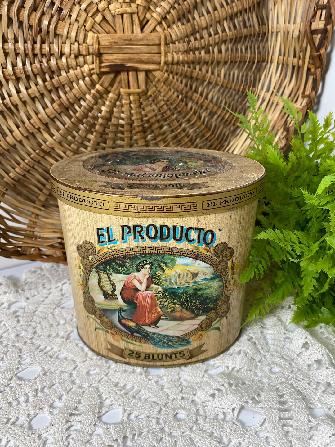 Cigar Tin Vintage El Producto Tobacco Cigar Tin 25 Cigar Blunts Woman ...