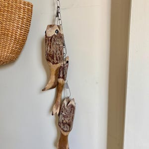 3 Hand Carved Wooden Fish Stringer Wall Hanging Carved Out of Natural ...