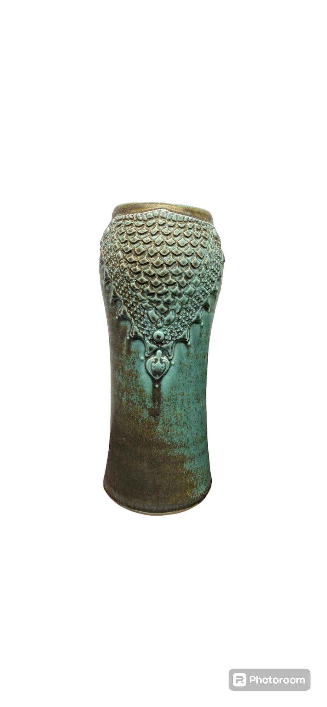 Art Pottery Vase Green and Rust Glaze Pottery Vase Vintage Hand Crafted ...