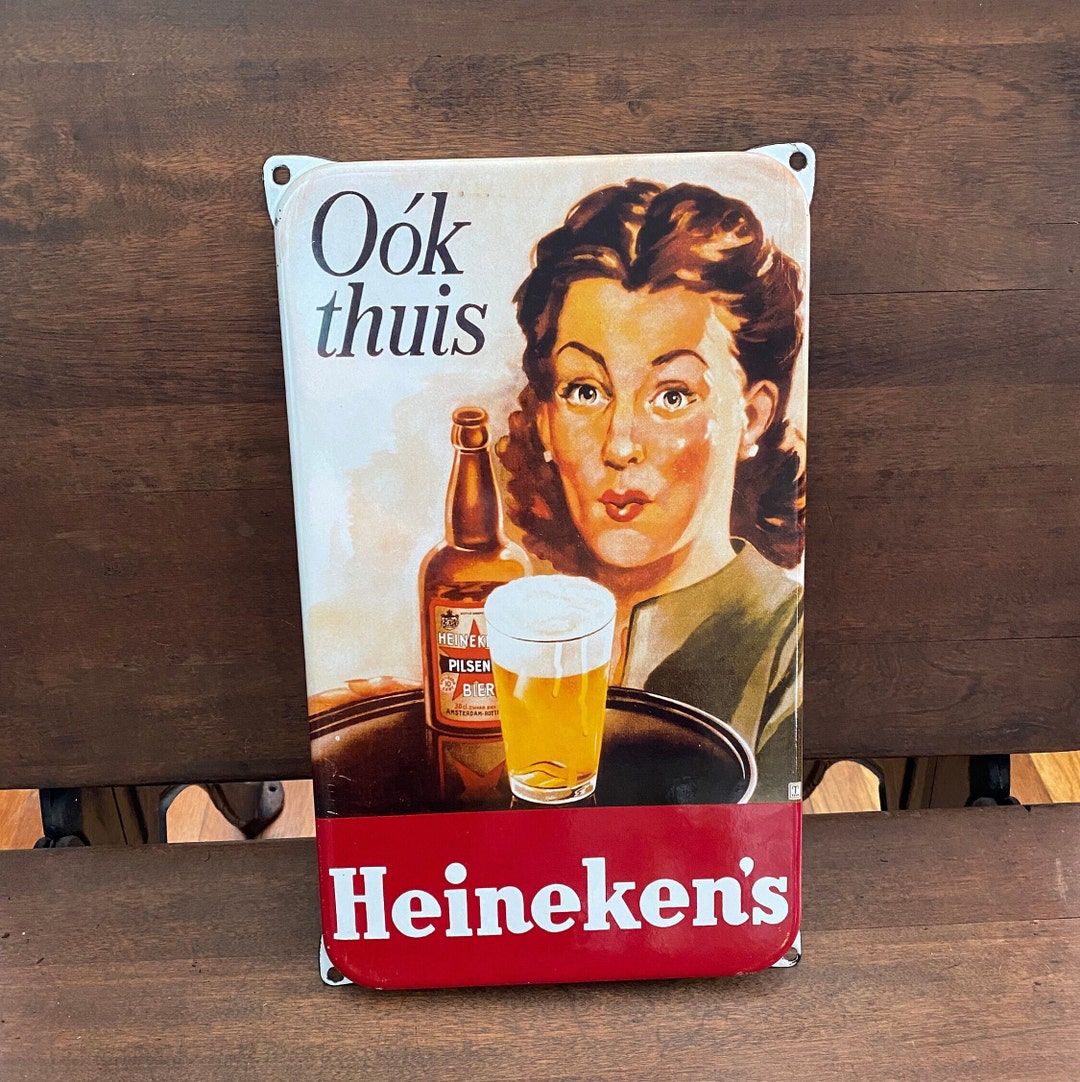 Heineken Porcelain Enamel Beer Sign Advertisement Vintage - Etsy