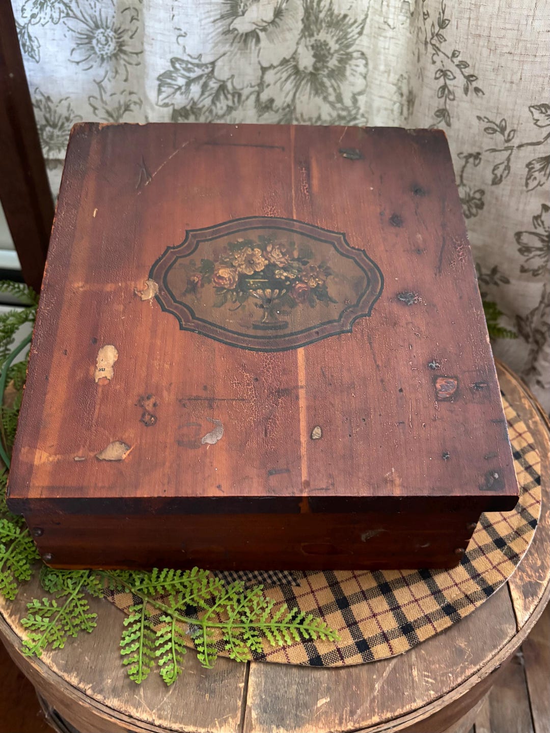 Vintage Wooden Writing Stationary Slope Box With Copper Hinges and ...