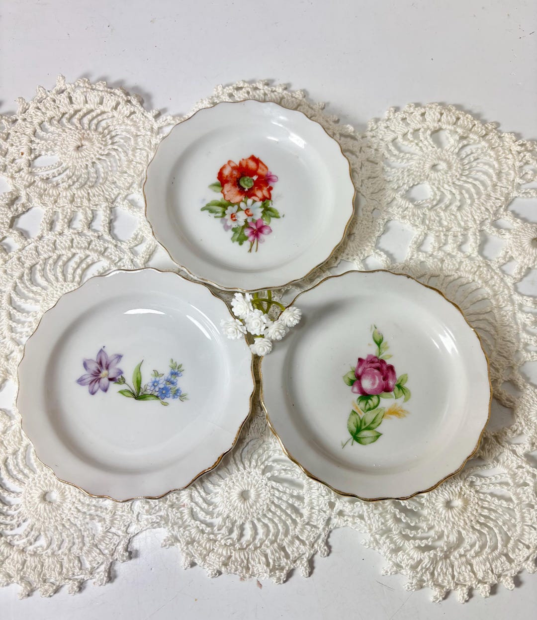 Vintage Butter Pats: Set of 3 Floral - Etsy