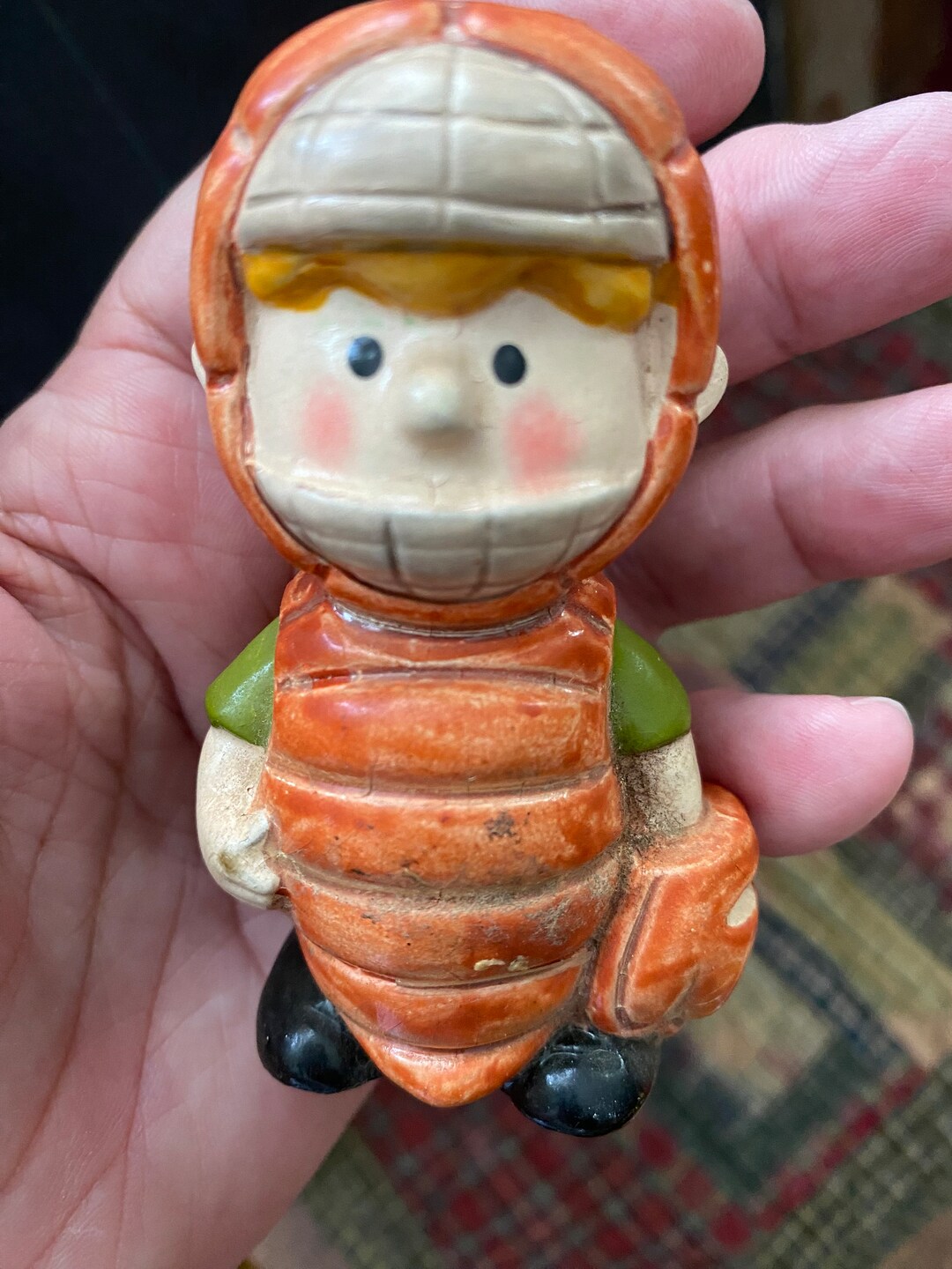 Peanuts Schroeder Baseball Catcher Figurine Statue Vintage 1971 Peanuts ...