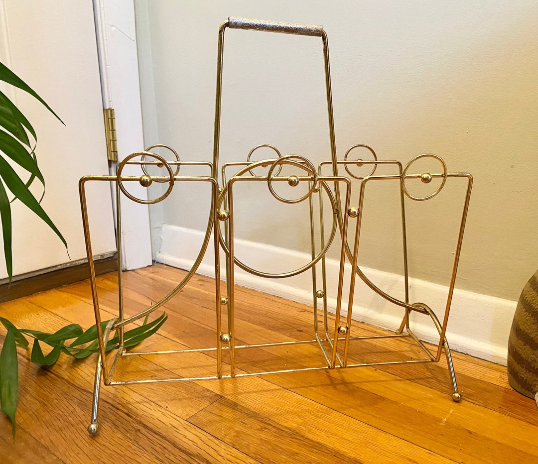 Gold Magazine Stand MCM Gold Wire Magazine Newspaper Rack Holder ...