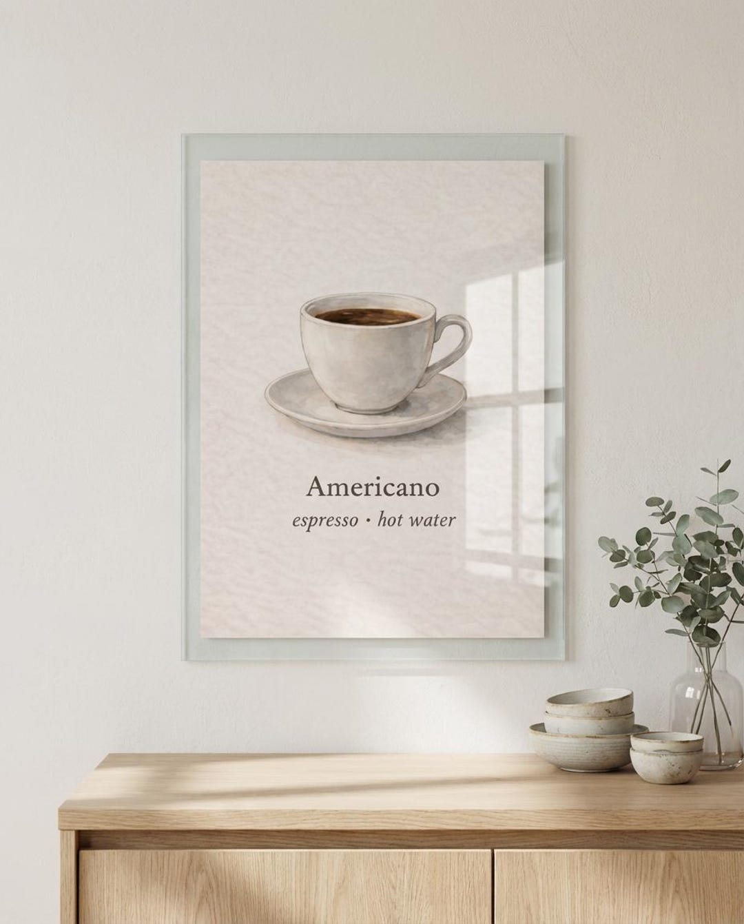 Americano Coffee Poster Printable, Minimalist Coffee Wall Art, Neutral ...