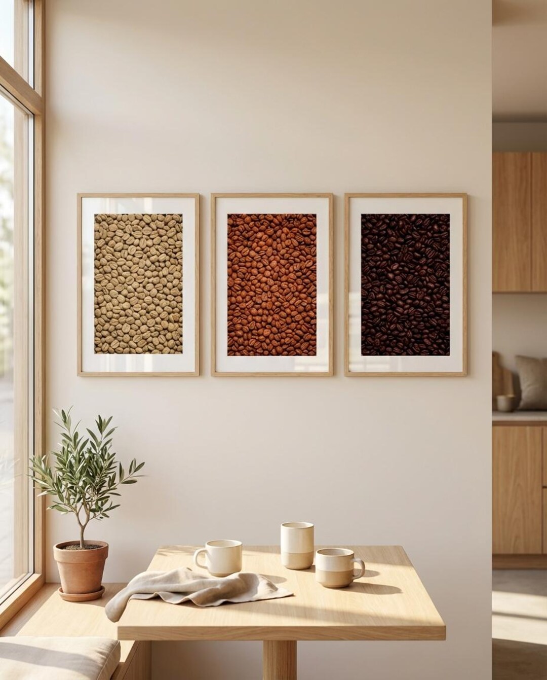Coffee Beans Wall Art Set of 3 Printable | Green Medium Dark Roast ...