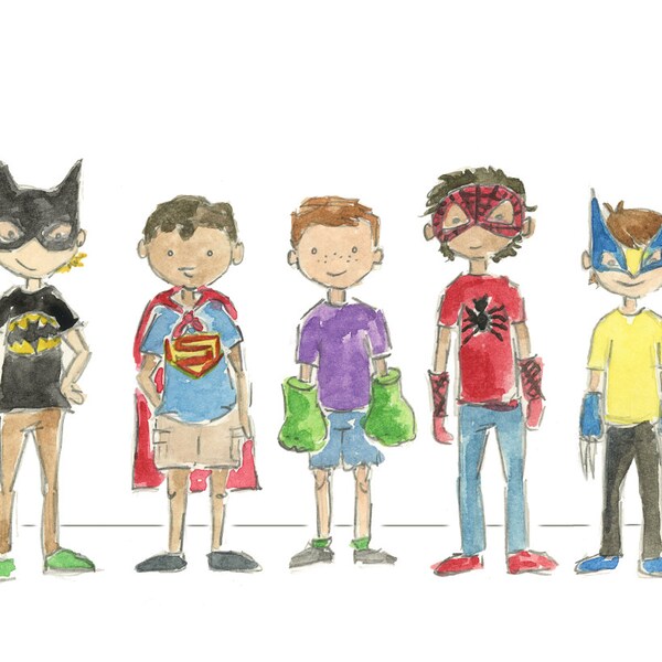 Superhero Watercolor - Etsy