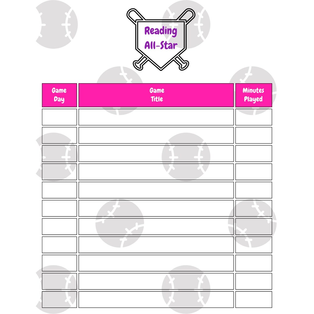 Kids Reading Log Printable, Letter-size 8.5×11 Instant Download in Pink ...