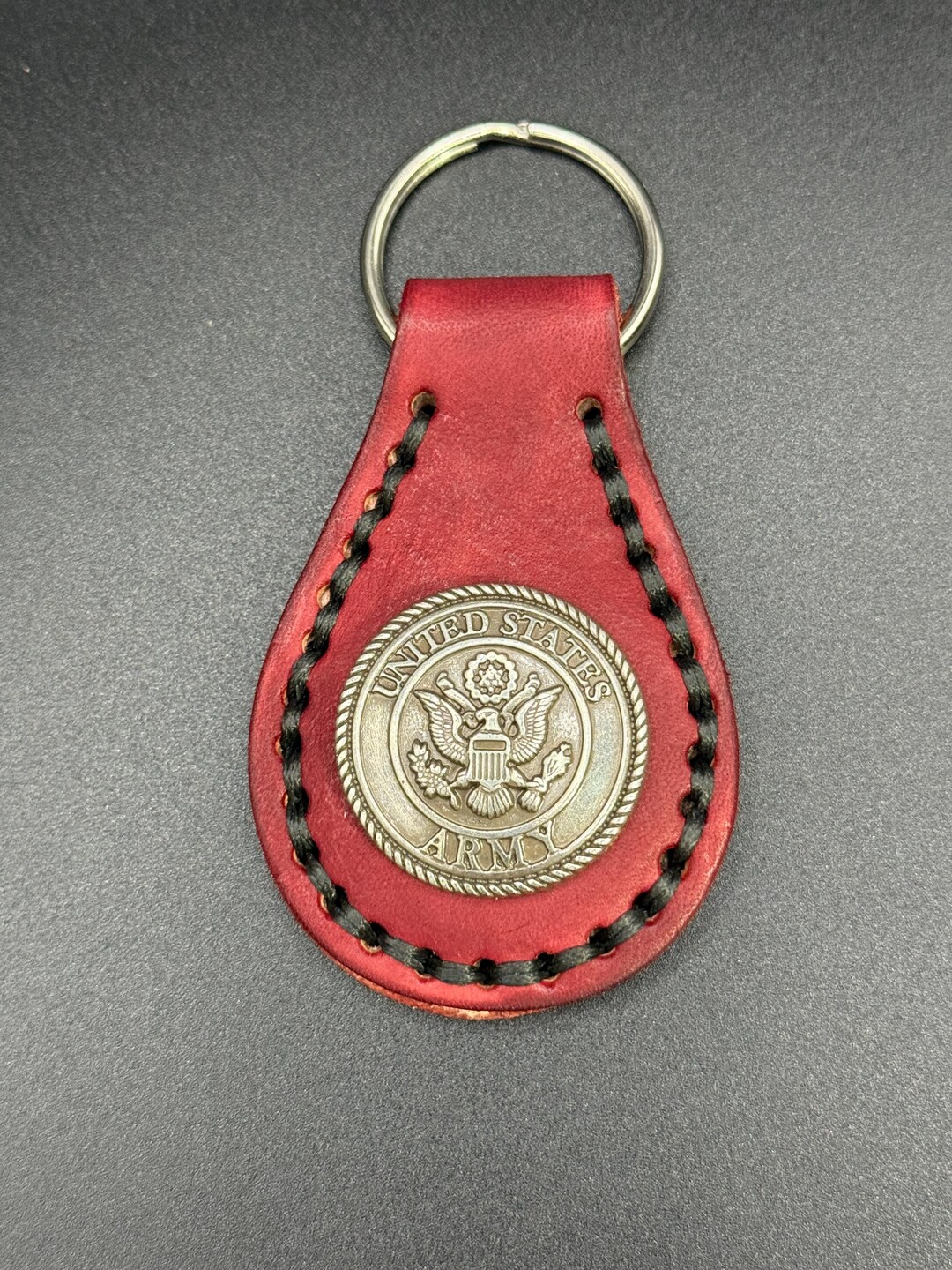 Handmade Red Leather US Army Concho Keychain - Etsy