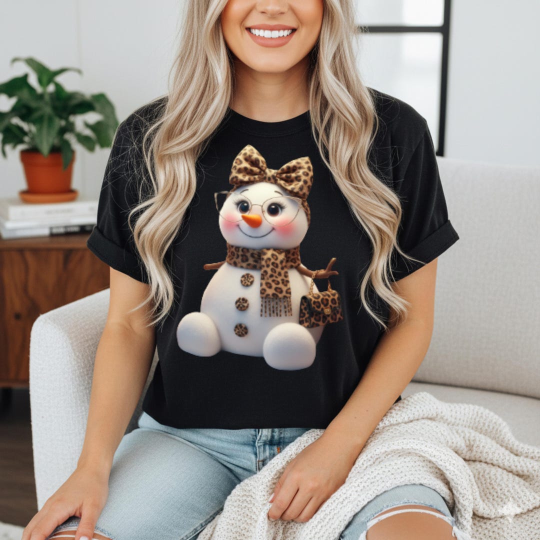 Leopard Print Snowman PNG | Christmas T-shirt Design (digital Download ...