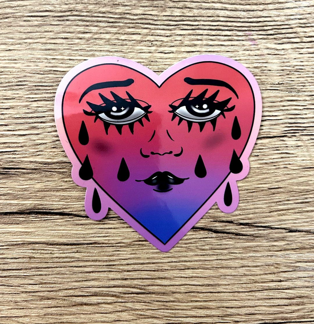 Crying Heart Sticker - Etsy
