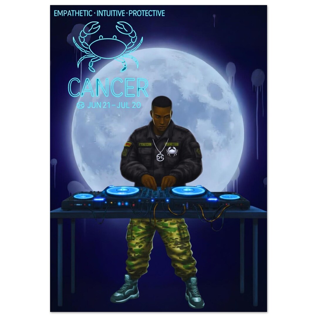 Cancer DJ Art Print – Neon Graffiti Streetwear Illustration | A2 A3 ...