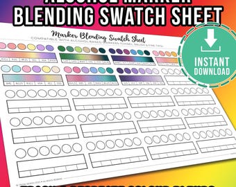Alcohol Marker Blending Swatch Sheet Landscape PDF, Marker Blend ...