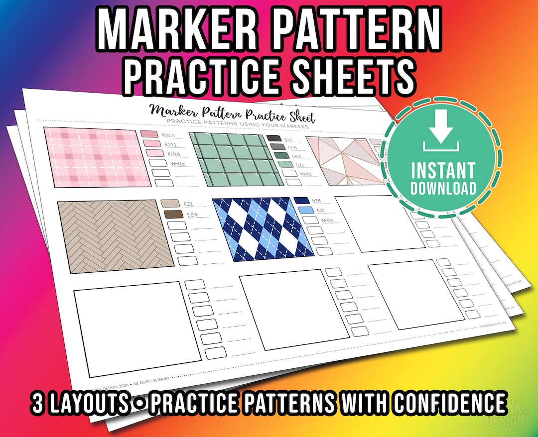 Marker Pattern Practice Sheets Printable • Alcohol Marker Practice PDF ...