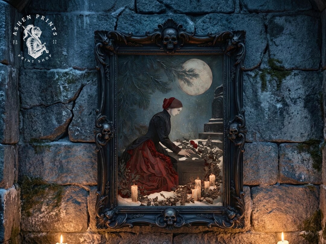 Victorian Mourning Art Print – Gothic Graveyard Scene, Dark Romantic ...