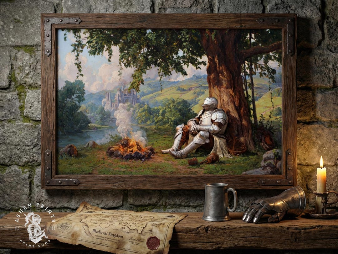 Resting Knight – Medieval Fantasy Landscape Art Print(digital Download ...