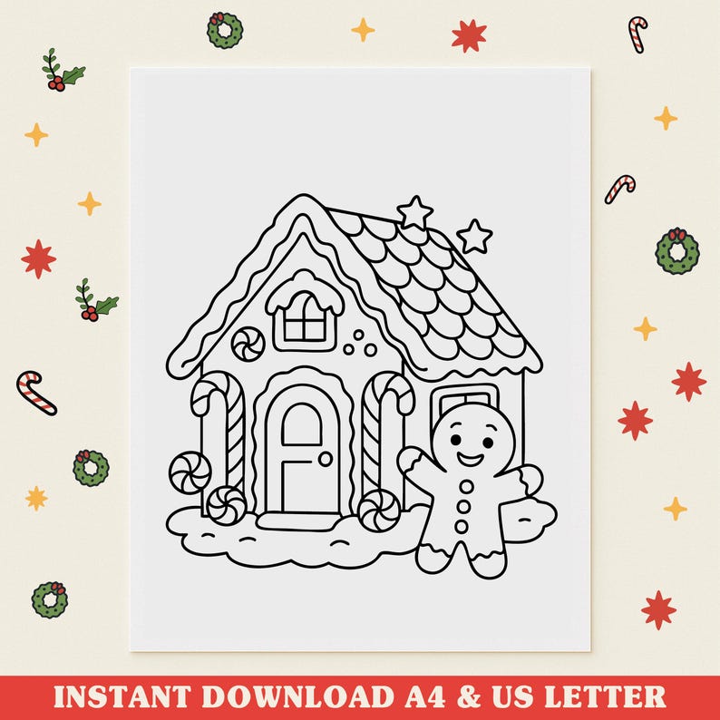 Gingerbread House Coloring Page | Christmas Coloring Page for Kids ...