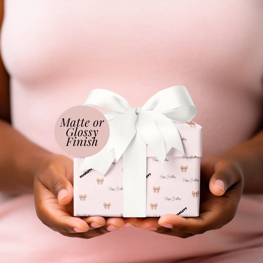 Personalized Gift Wrap Birthday Paper With Name Luxury Pink Gold Bow ...