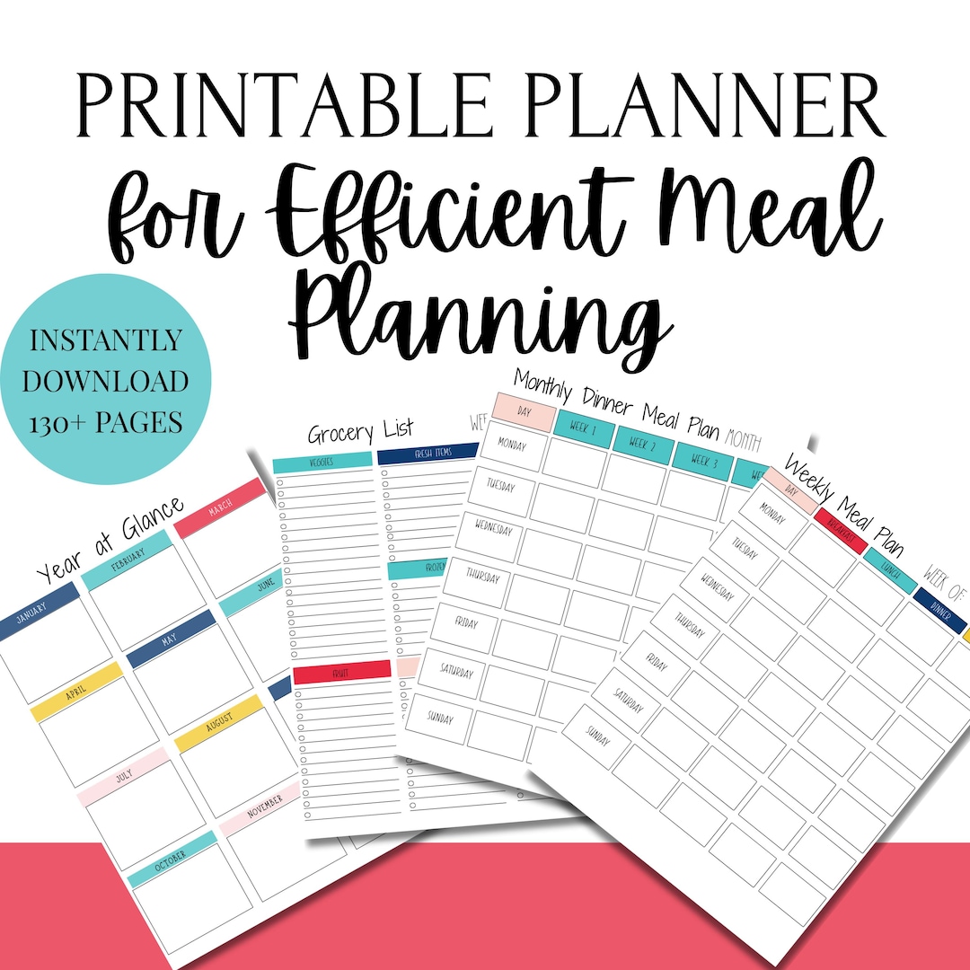 Meal Planning Printable Planner Digital Download Meal Schedule Template ...