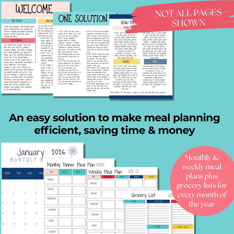 Meal Planning Printable Planner Digital Download Meal Schedule Template ...