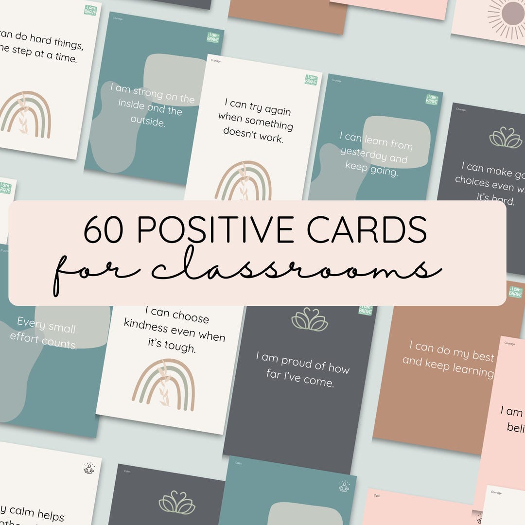 60 Positive Affirmation Cards Printable for Kids Student Mental Health ...