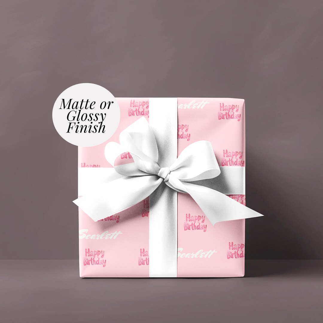 Personalized Gift Wrap Birthday Paper With Name Pink Elegant Wrapping ...