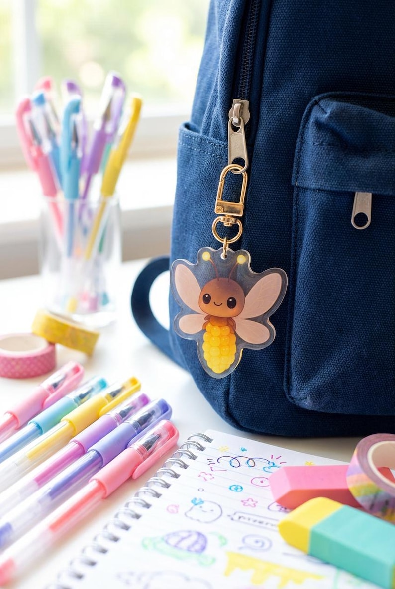 Firefly Acrylic Keychain, Gold Clasp Bag Charm - Etsy
