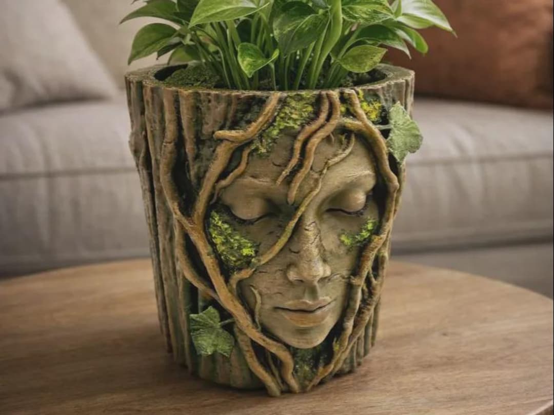 Forest Goddess Flower Pot, Woodland Face Plant Po, DIY Paintable ...