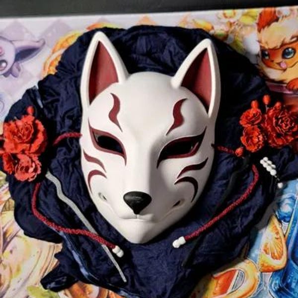 Anime Kitsune Face Mask - Etsy