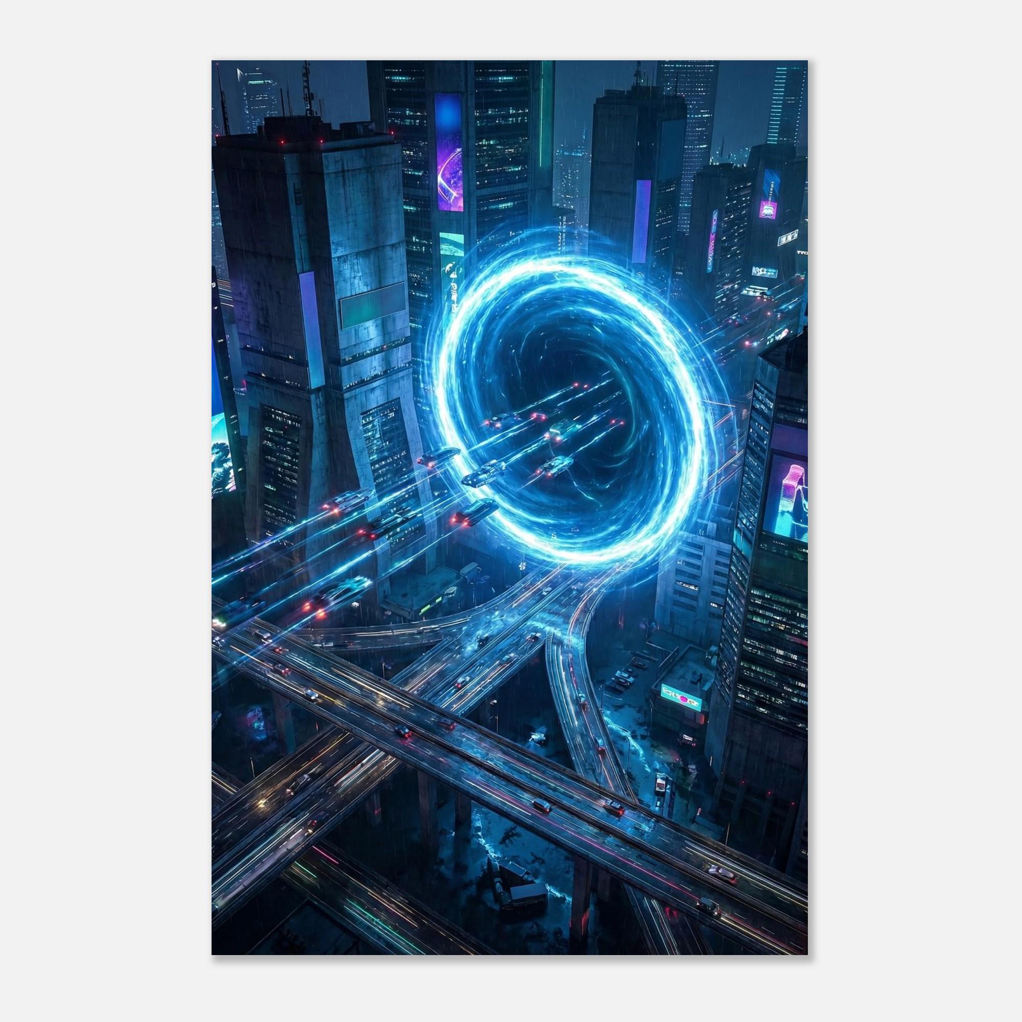 Cyberpunk City Poster - Neo Eden Portal Art - Sci Fi Landscape Print ...