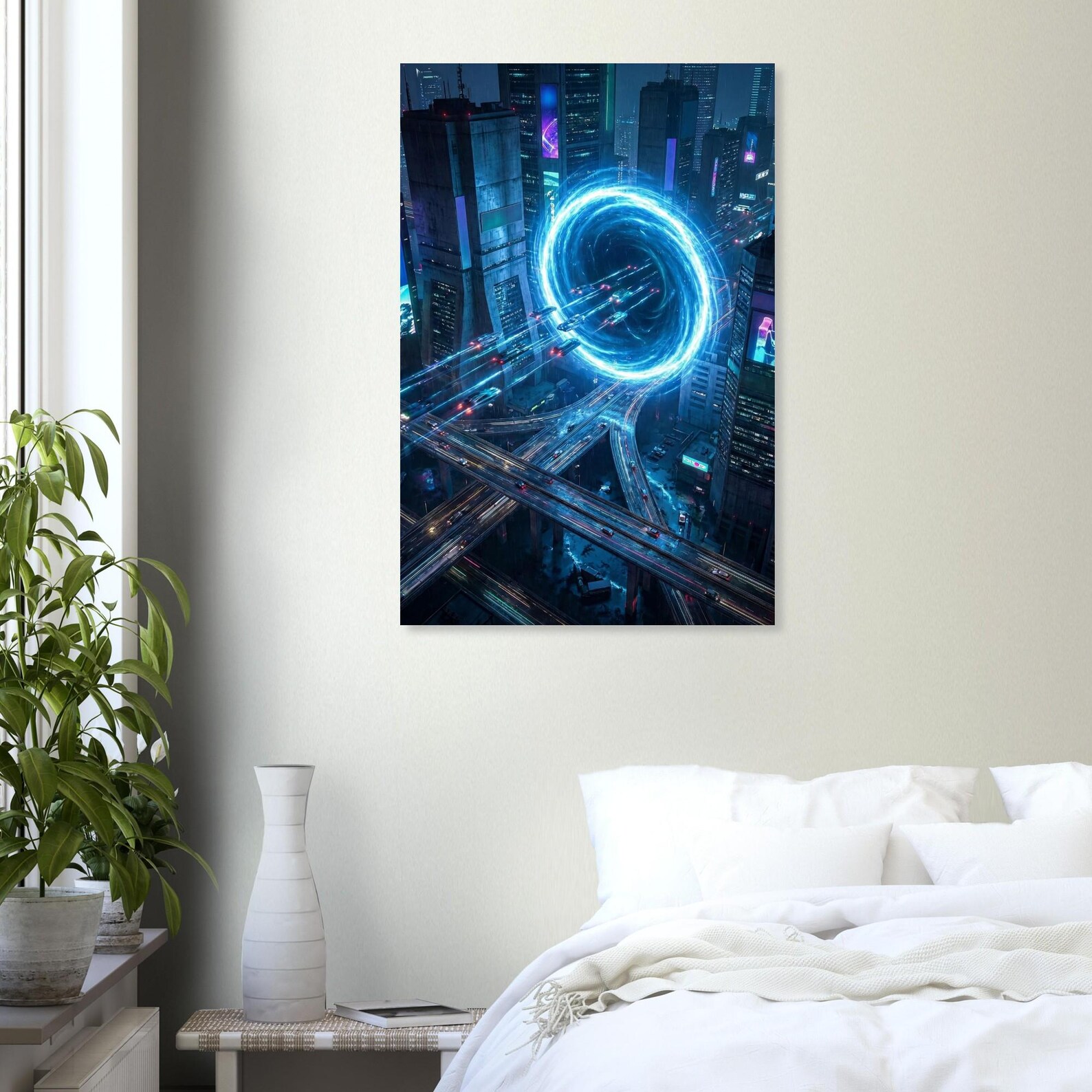 Cyberpunk City Poster - Neo Eden Portal Art - Sci Fi Landscape Print ...