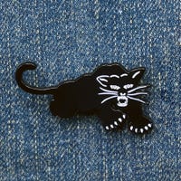 Crystal Panther Brooch, Pouncing Big Cat Suit Pin, Silver and Black ...