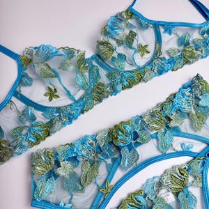 Transparent Lace Floral Lingerie Set – Sheer Embroidered Bra and Panty ...