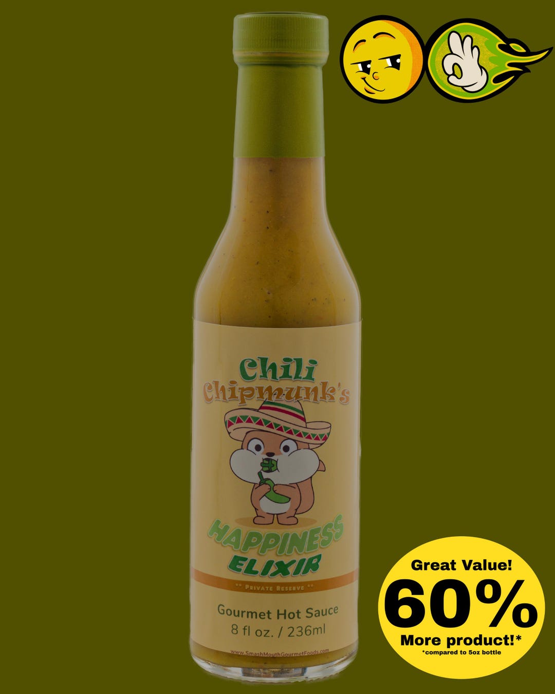 Hot Sauce "chili Chipmunk's Happiness Elixir" Made With Mild NM Hatch ...