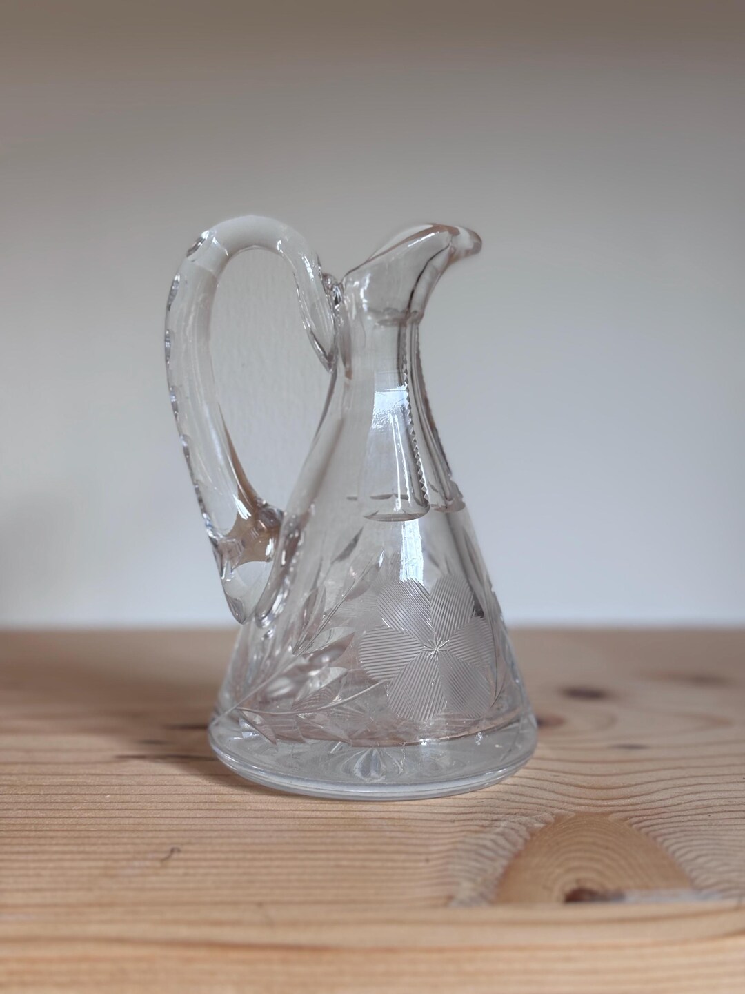 Vintage Cut Glass Cruet With Handle – Etched Starburst Pattern - Etsy