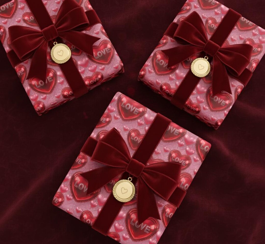 Luxury Love Heart Wrapping Paper | Elegant Valentines Gift Wrap With ...