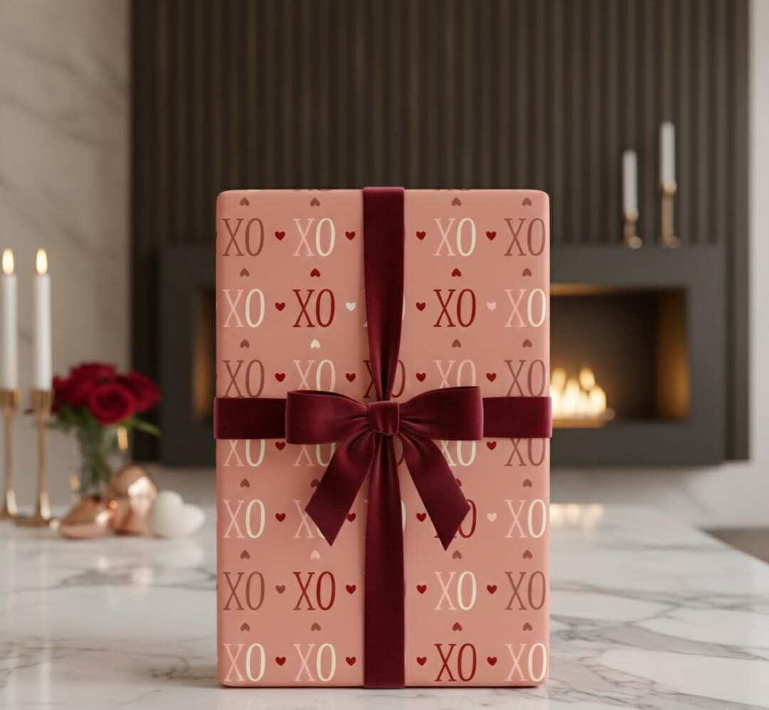 Warm Blush XO Romance Wrapping Paper | Elegant Love-inspired Gift Wrap ...