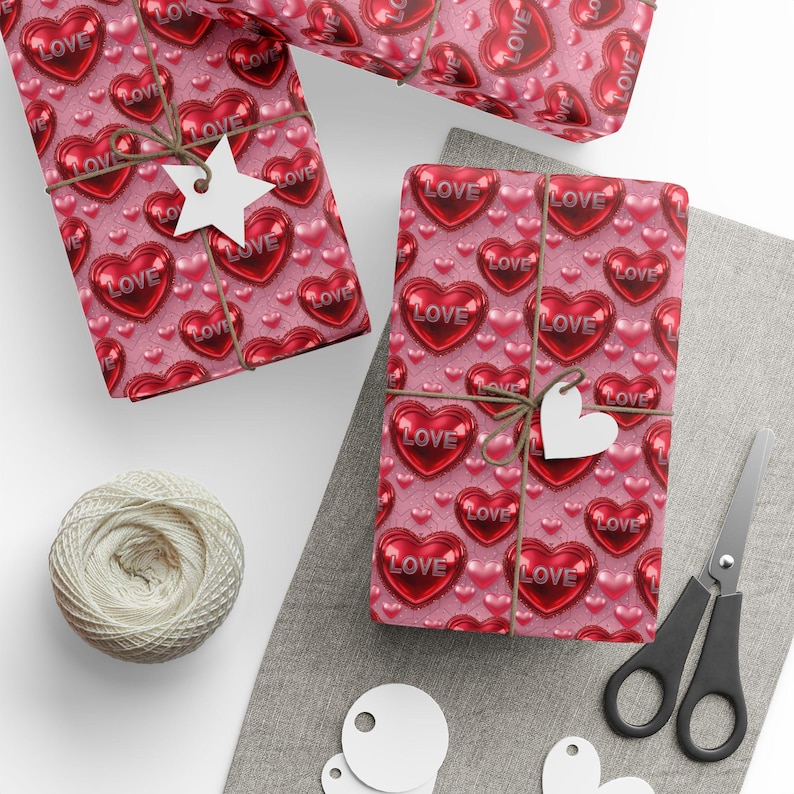 Luxury Love Heart Wrapping Paper | Elegant Valentines Gift Wrap With ...